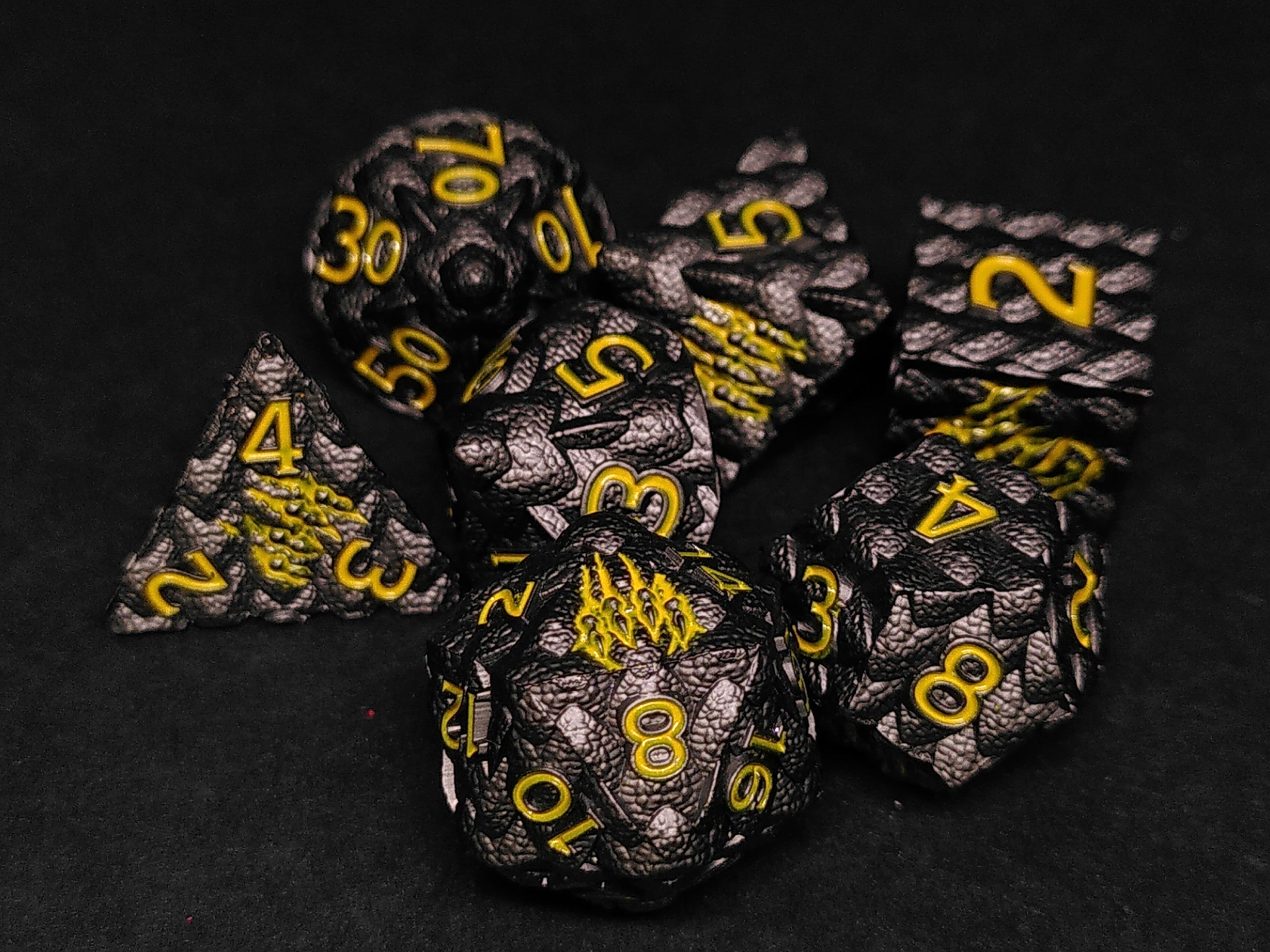 Black Dragon Scales metal polydice set – Jack of Dice
